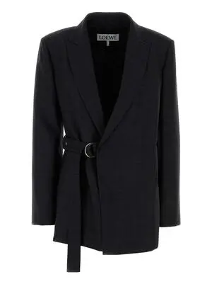 Loewe Embroidered Wool Blazer - Checked