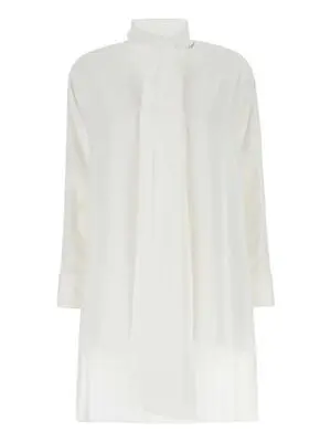 Loewe Ivory Crepe Oversize Blouse With Draped Neckline - White
