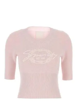 Givenchy Cotton-wool Knit Crew Neck Sweater - Pink