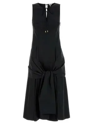 Loewe Cotton Poplin Dress With Tie Detail - Black