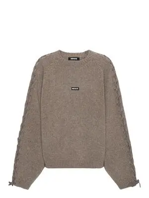 ROTATE BY BIRGER CHRISTENSEN Cable Sleeve Crewneck Sweater - Fossil