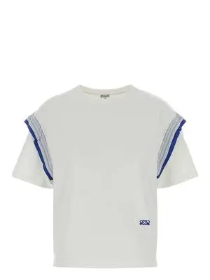 Loewe Cotton T-shirt With Blue Trim Detail - White