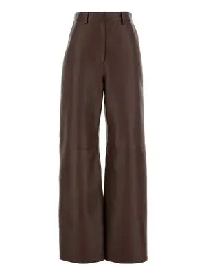 Loewe Chocolate Nappa Leather Tailored Trousers - Brown