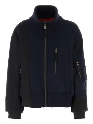 MAISON MARGIELA Virgin Wool Bomber Jacket With Paneled Design - Multicoloured