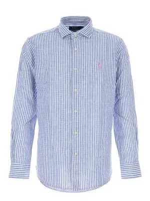 POLO RALPH LAUREN Polo Ralph Lauren Embroidered Linen-Blend Striped Shirt