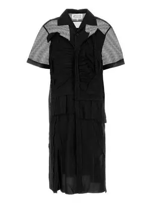 MAISON MARGIELA Sheer Mesh Shirt Dress - Black