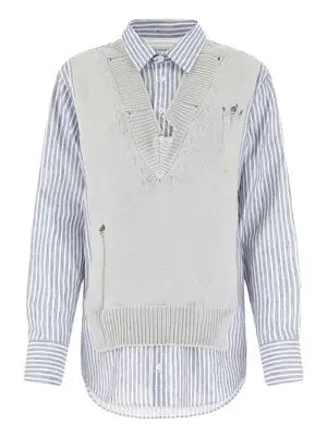 MAISON MARGIELA MAISON MARGIELA Embroidered Cotton Linen Blend Shirt