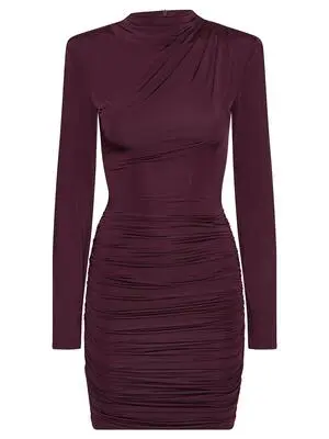 ROTATE BY BIRGER CHRISTENSEN ROTATE Long Sleeve Ruched Mini Dress Winetasting