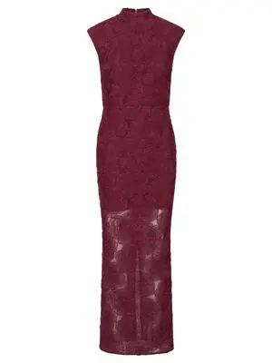 ROTATE BY BIRGER CHRISTENSEN Sleeveless High-neck Lace Midi Dress - Decadent Chocolate