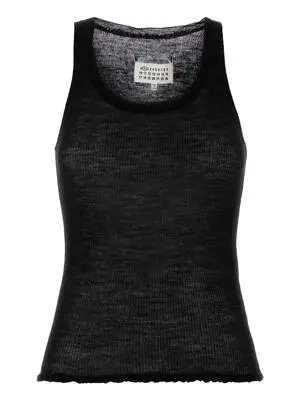 MAISON MARGIELA Ribbed Wool Knit Tank Top - Black