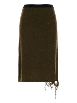 MAISON MARGIELA Wool Blend Skirt With Chain Detail - Brown