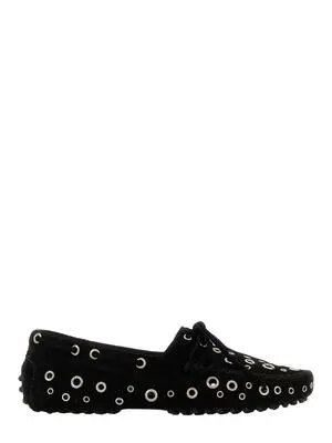 Gimaguas Suede Loafers With Eyelet Detailing - Black