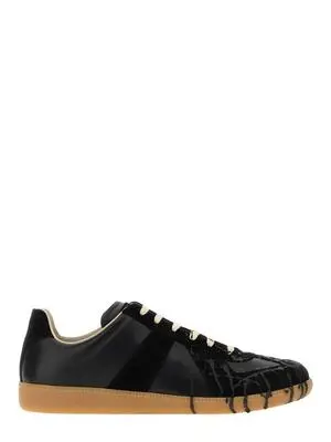 MAISON MARGIELA Replica-inspired Leather And Suede Sneakers - Black