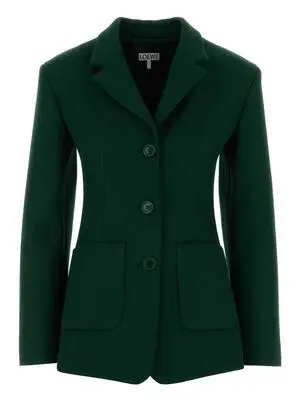 Loewe Wool-blend Blazer With Notched Lapel - Green
