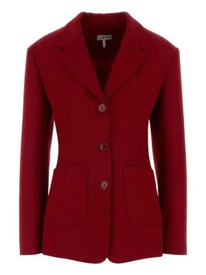 Loewe Wool-blend Blazer With Silk-blend Lining - Red