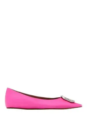 Amina Muaddi Satin Camelia Ballerinas - Pink