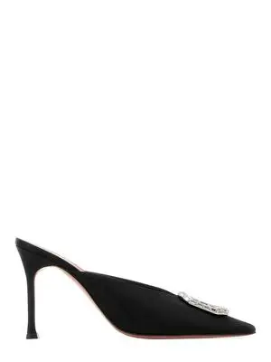 Amina Muaddi Amina Muaddi Satin Camellia Pumps With Embellishment Black