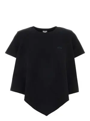 Loewe LOEWE Cotton-Blend T-Shirt With Asymmetrical Hem Black