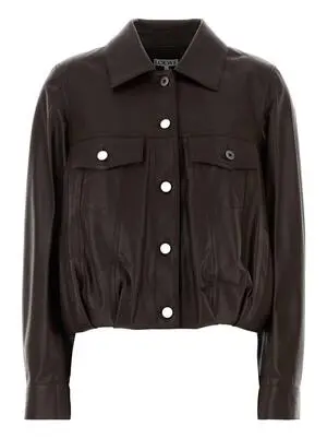 Loewe Lamb Leather Button-up Jacket - Brown