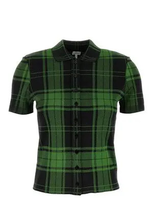 Loewe Embroidered Stretch Silk-blend Shirt - Checked