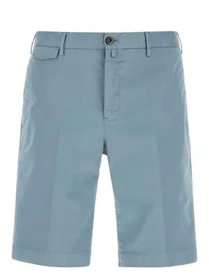 PT TORINO Tailored Stretch Cotton Bermuda Shorts - Light Blue