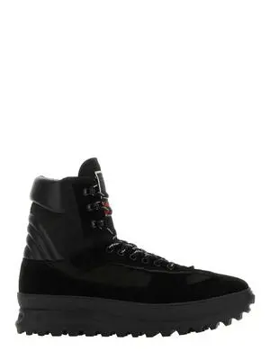MAISON MARGIELA Calf Leather And Suede Lace-up High Top Sneakers - Black