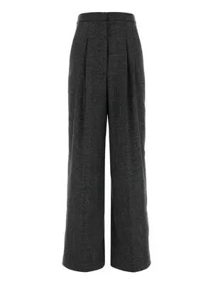 PT TORINO Embroidered Wool-blend Wide-leg Pants - Checked