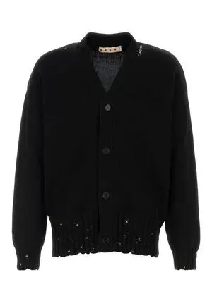 Marni Cotton Distressed Cardigan - Black