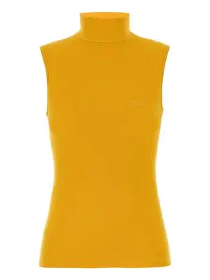 Loewe Ribbed Knit High Neck Sleeveless Top - Yellow
