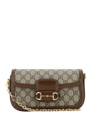 Gucci Leather And Gg Fabric Monogram Crossbody Handbag - Printed