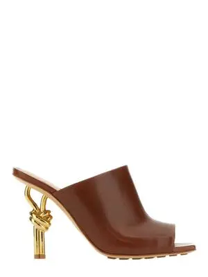 Bottega Veneta Nappa Leather Knot Detail High Heel Sandals - Brown