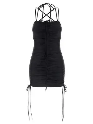 Balenciaga Stretch Nylon Mini Dress With Integrated Gloves - Black