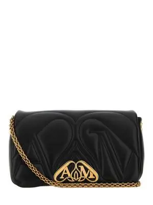 Alexander McQueen Mini Seal Shoulder Handbag Lamb Leather Crossbody Bag - Black