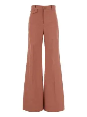 CHLOÉ CHLOE Cotton Flared-Leg Trousers