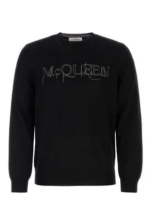 Alexander McQueen 100% Wool Crew Neck Sweater - Black