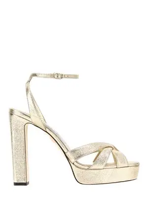 JIMMY CHOO Jimmy Choo Fabric Platform High-Heel Sandals With Leather Sole