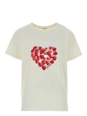 Chloé Cotton T-shirt With Cherry Heart Graphic - White