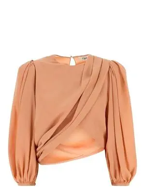 Chloé CHLOE Silk Crepe Draped Top Pink