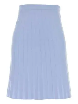 MAISON MARGIELA Pleated Cotton Skirt - Light Blue