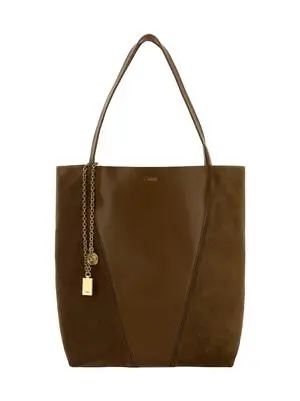 Chloé CHLOE Leather And Suede Shopping Handbag Brown