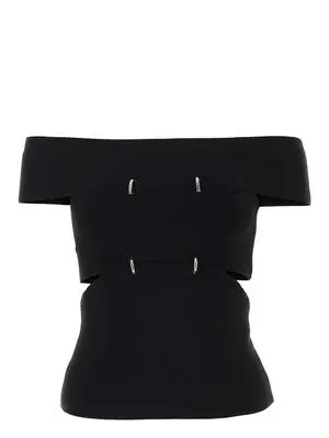 Alexander McQueen Off-the-shoulder Stretch Viscose Blend Top With Cut-out Detail - Black