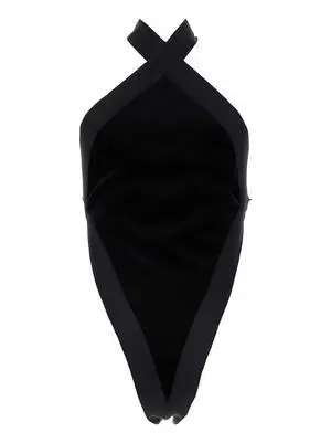 SAINT LAURENT SAINT LAURENT Halter Neck Velvet Bodysuit With Silk Lining