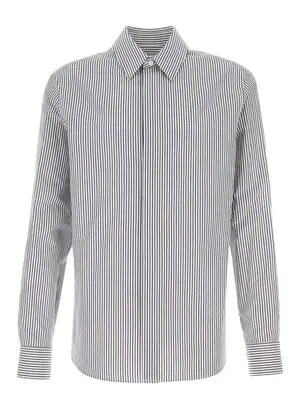 Bottega Veneta Embroidered Cotton-linen Striped Shirt - Stripped