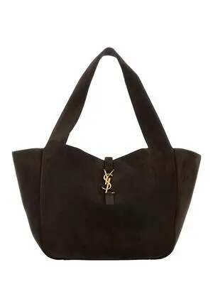 Saint Laurent SAINT LAURENT Bea Shopping Handbag In Suede Calf Leather With Antiqued Golden Hardware Brown