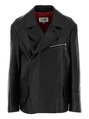 MAISON MARGIELA Cropped Bovine Leather Jacket - Black