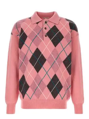 JW Anderson Wool Polo Shirt With Clean Placket Detail - Pink