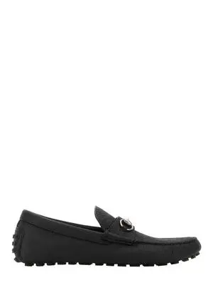 Gucci Leather Driver Loafers With Horsebit Detail - Black