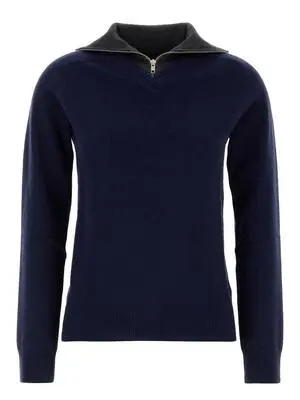 MAISON MARGIELA Wool-blend Knit Quarter Zip Sweater - Blue