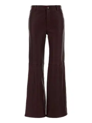 CHLOÉ CHLOE Grape Leather Flared Trousers