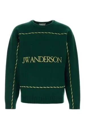 JW Anderson 100% Wool Crew Neck Sweater - Green